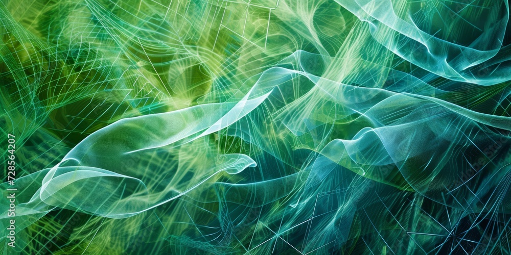 Radiological abstract, with translucent patterns in shades of green and ...