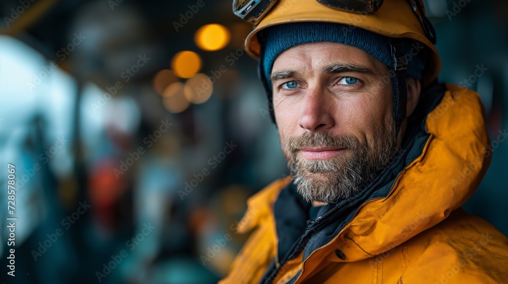 Portrait of empowered male maritime professional at work. Hard working ...
