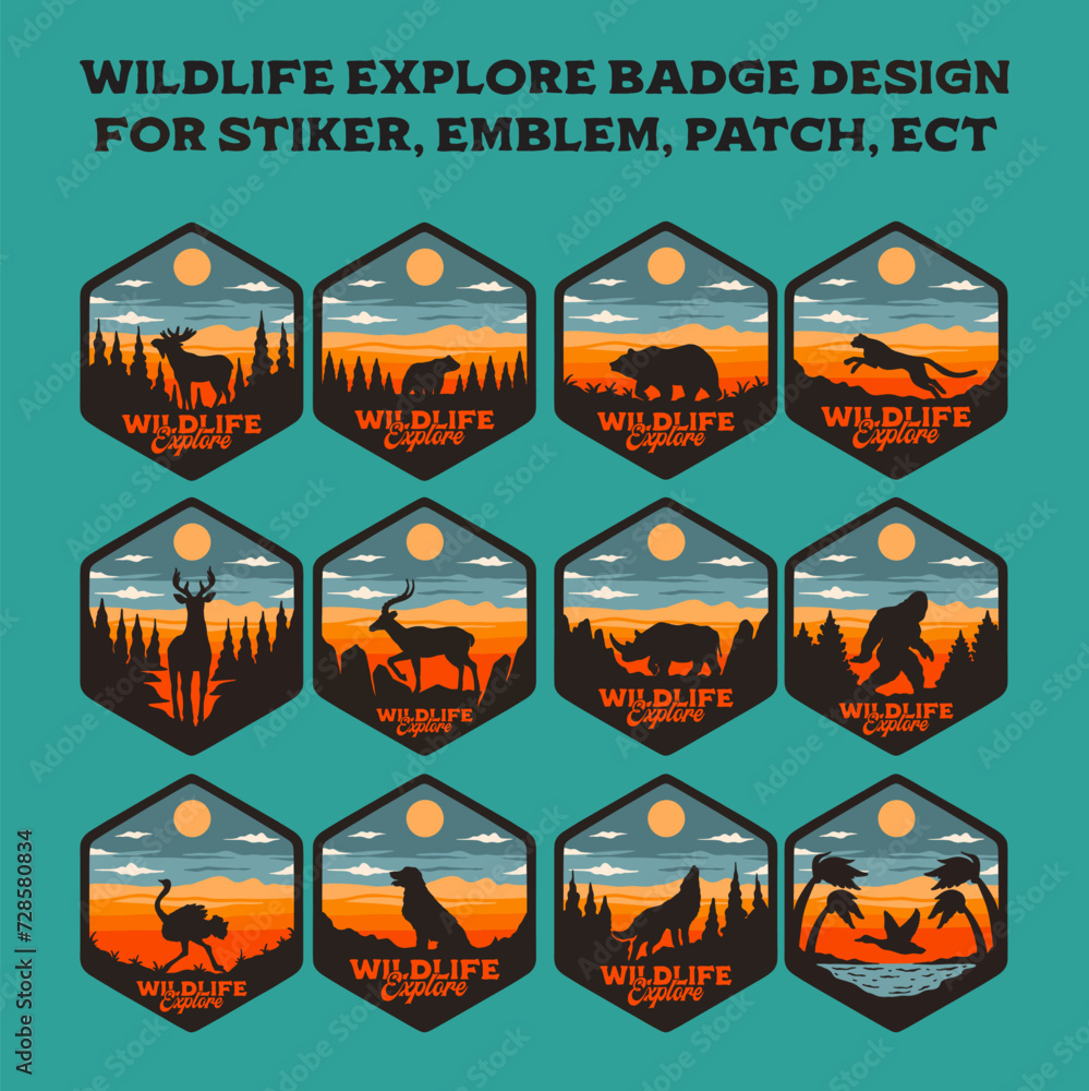 Illustration vector graphic of WILDLIFE EXPLORE - WILD ANIMAL OUTDOORS ...