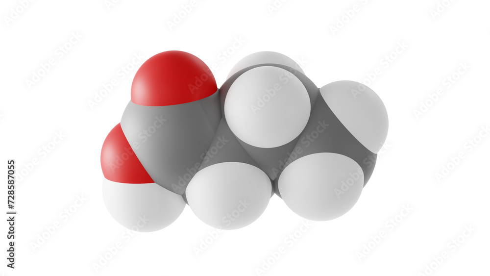 butyric acid molecule, butanoic acid, molecular structure, isolated 3d ...