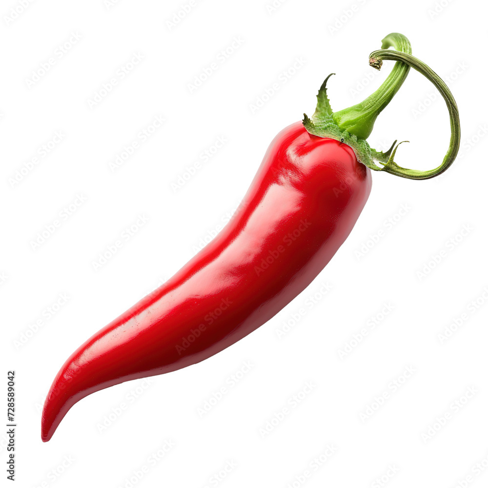 Single red chili pepper isolated on white background Chili hot and ...