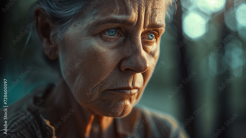 bitter unhappy old woman, grandma, caucasian, gray hair, sad fac Stock ...