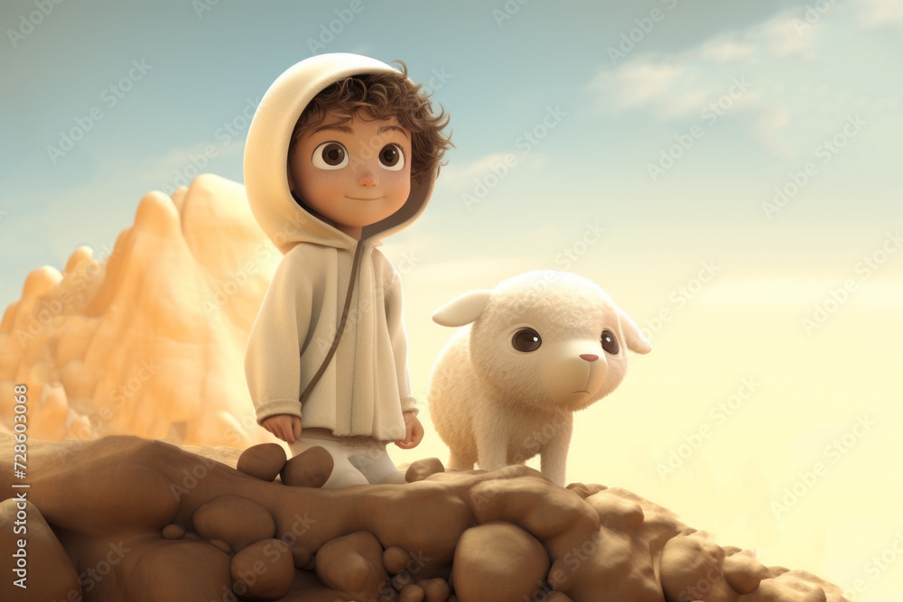 The concept illustration of Prophet Ibrahim's sacrifice of his son ...