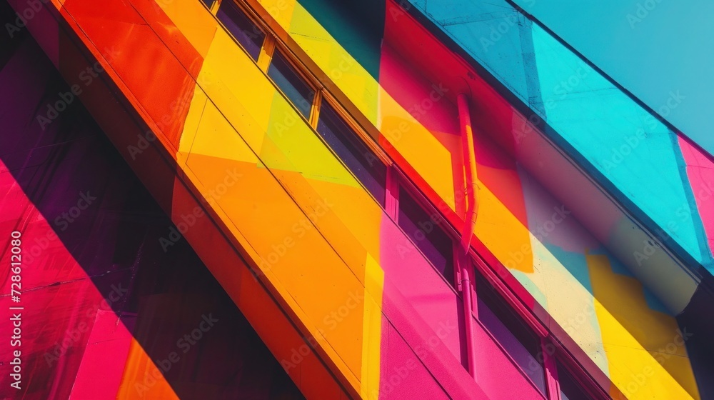 The modern art of neon graphics is captured in a composition of bright ...