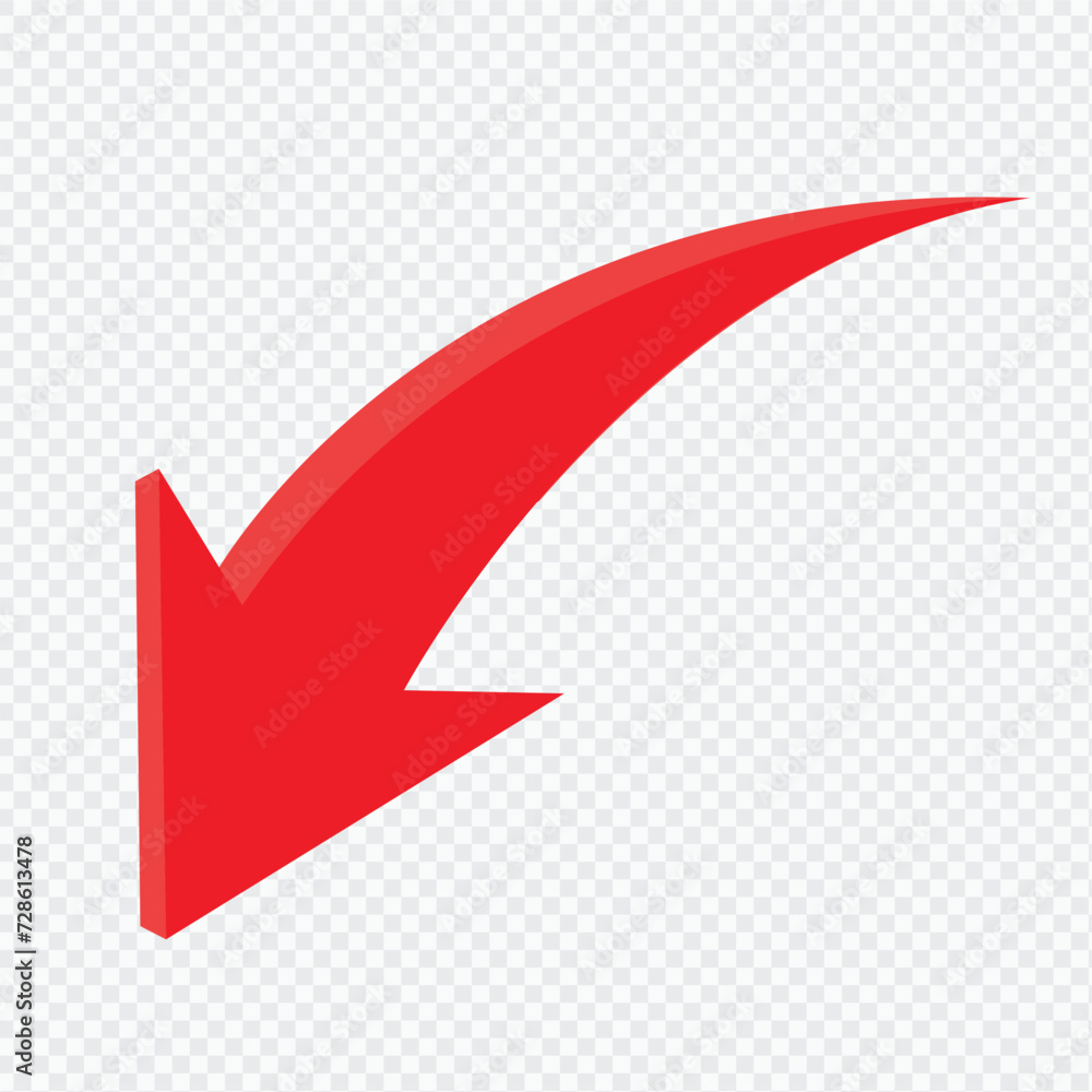 3d Red Arrow Left Direction Icon on a Transparent Background, arrow ...