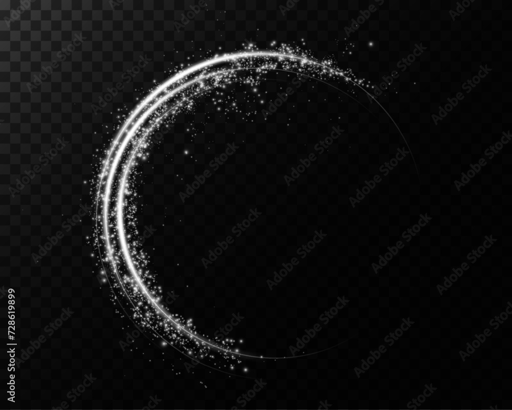 Abstract light lines of motion and speed with white colored sparks ...