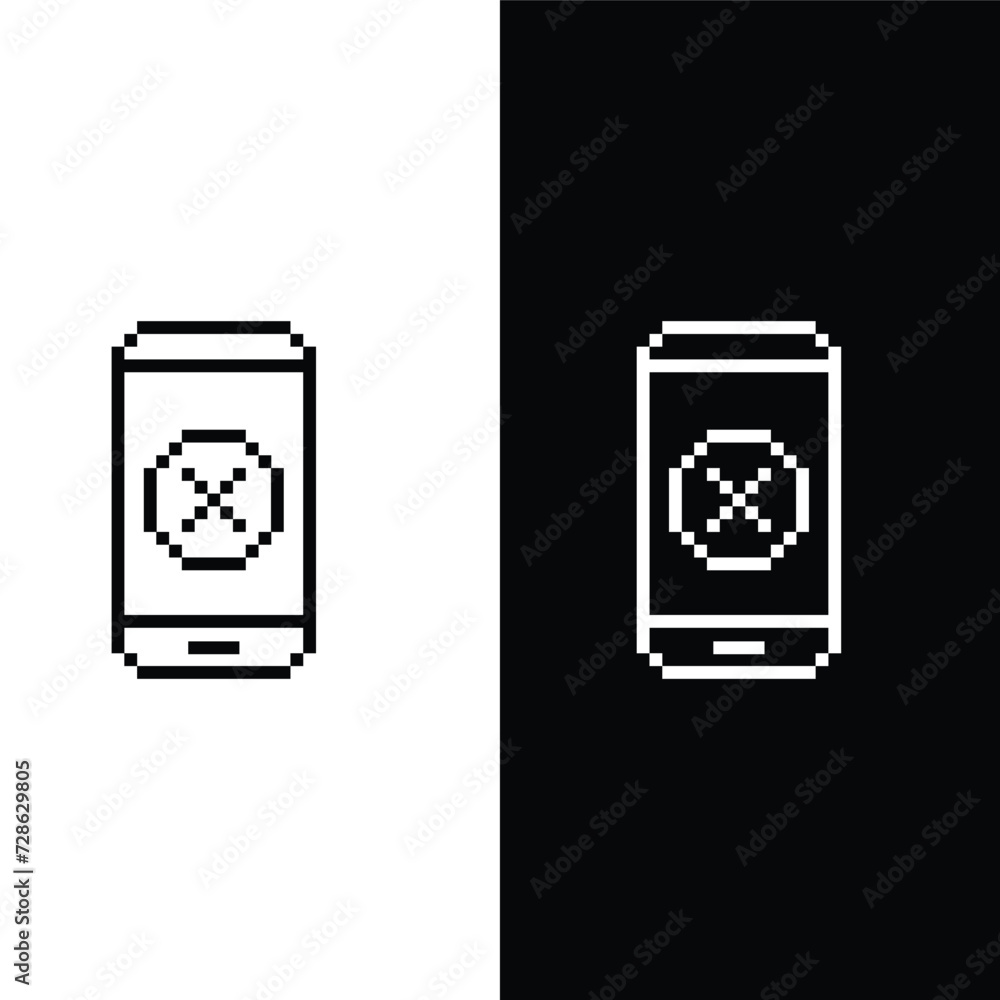 pixel check mark and X mark icons. yes, no icon on smart phone sign for ...