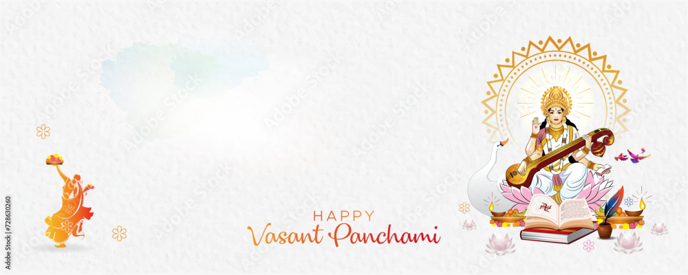 Vector art of Happy Vasant Panchami festival. web banner poster and ...