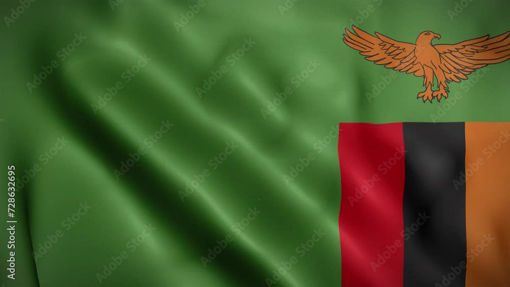 Zambia waving flag, Flag of Zambia Animation, Zambian Flag Closeup, 4k ...