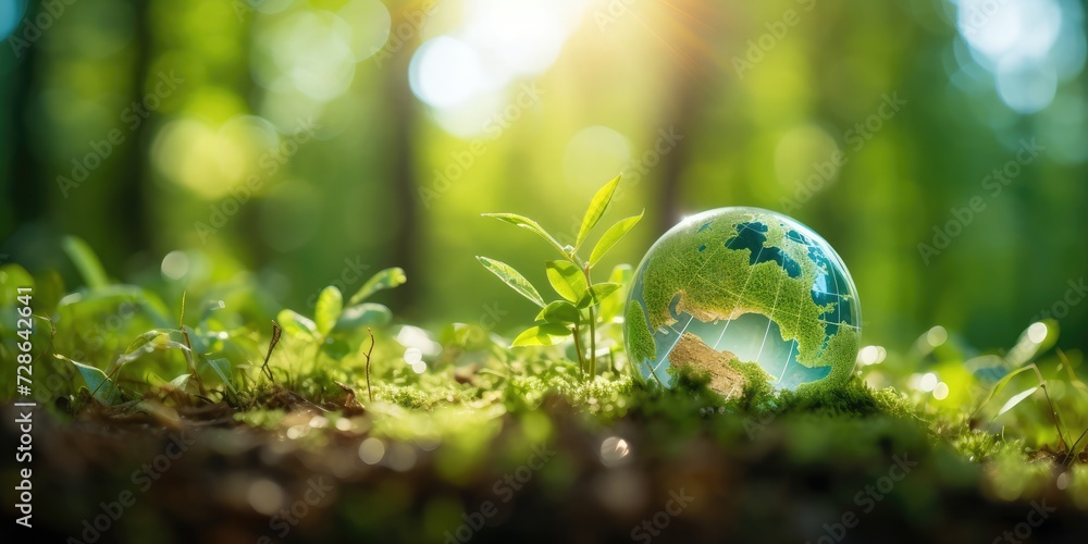 World environment and earth day concept green globe in eco friendly ...