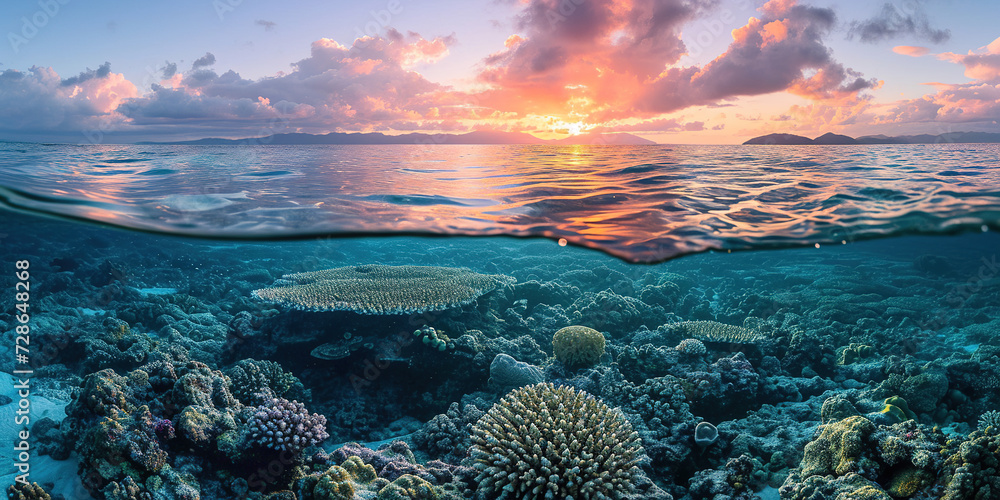 Great Barrier Reef on the coast of Queensland, Australia seascape ...