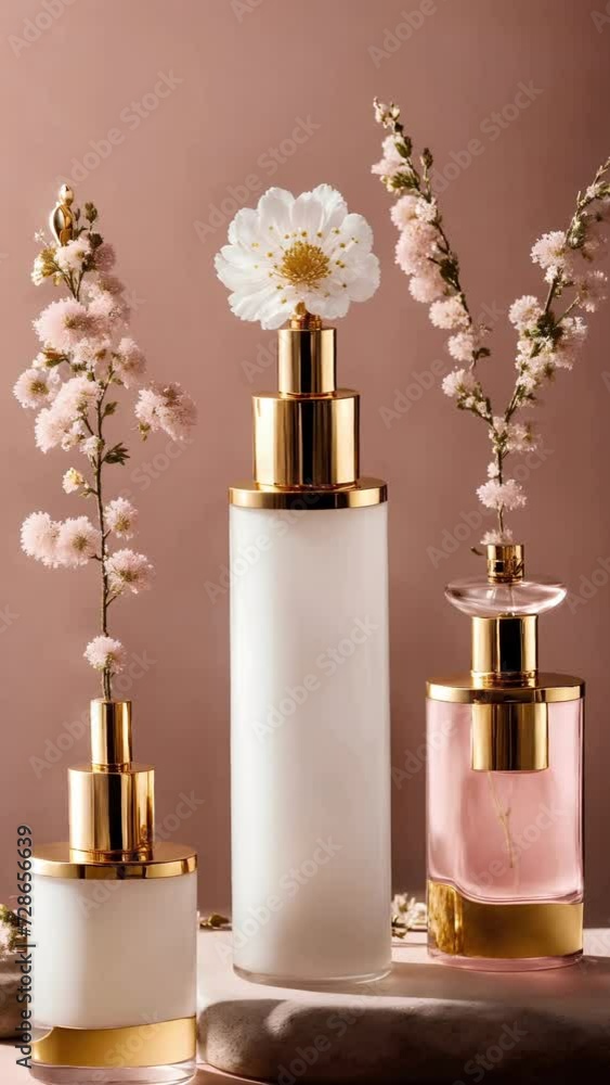 Minimal Design, Blank Product, Perfume Bottles, Dried Flowers, Beige ...