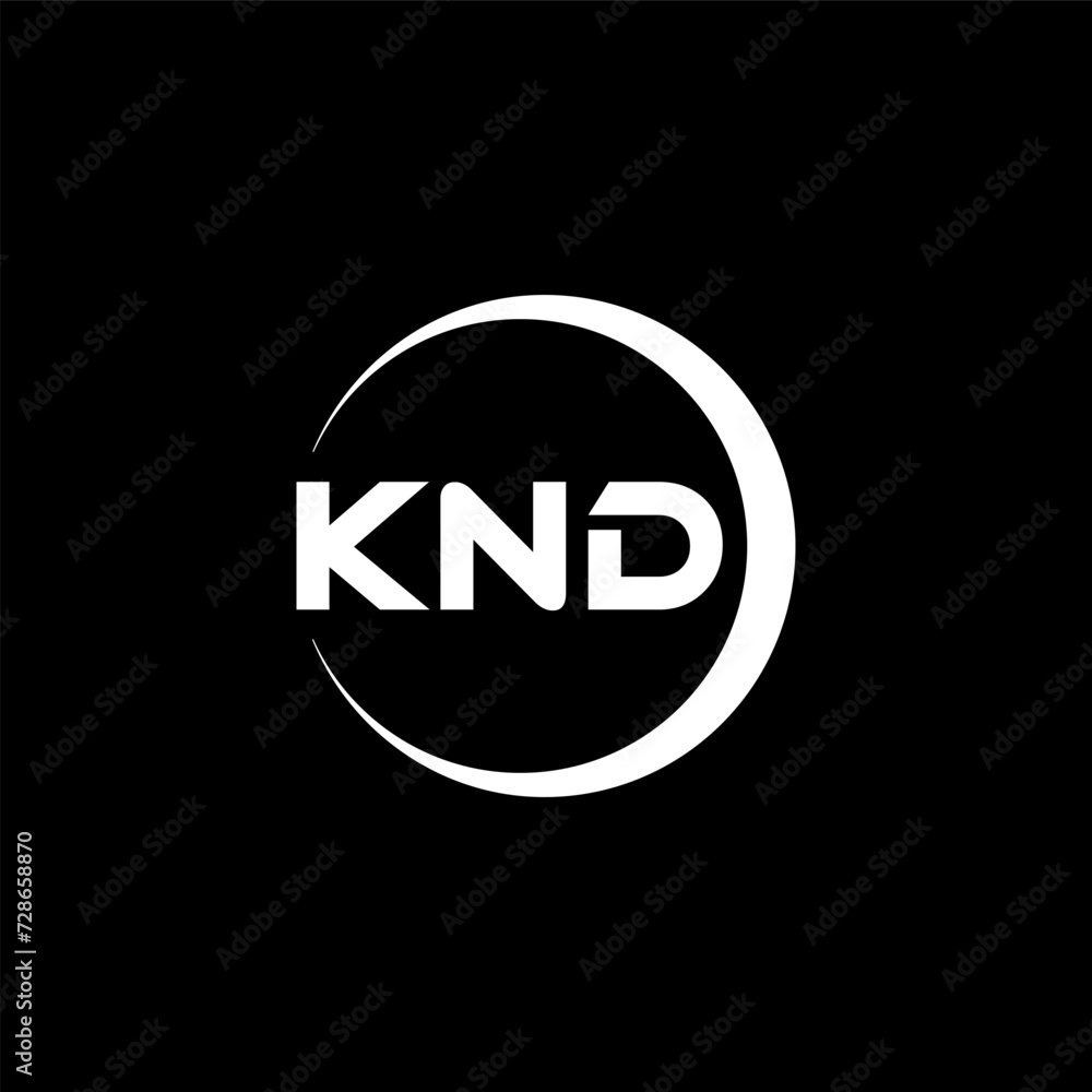 KND letter logo design with black background in illustrator, cube logo ...