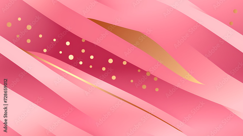golden pink background with golden lines on the edges and gold polka ...
