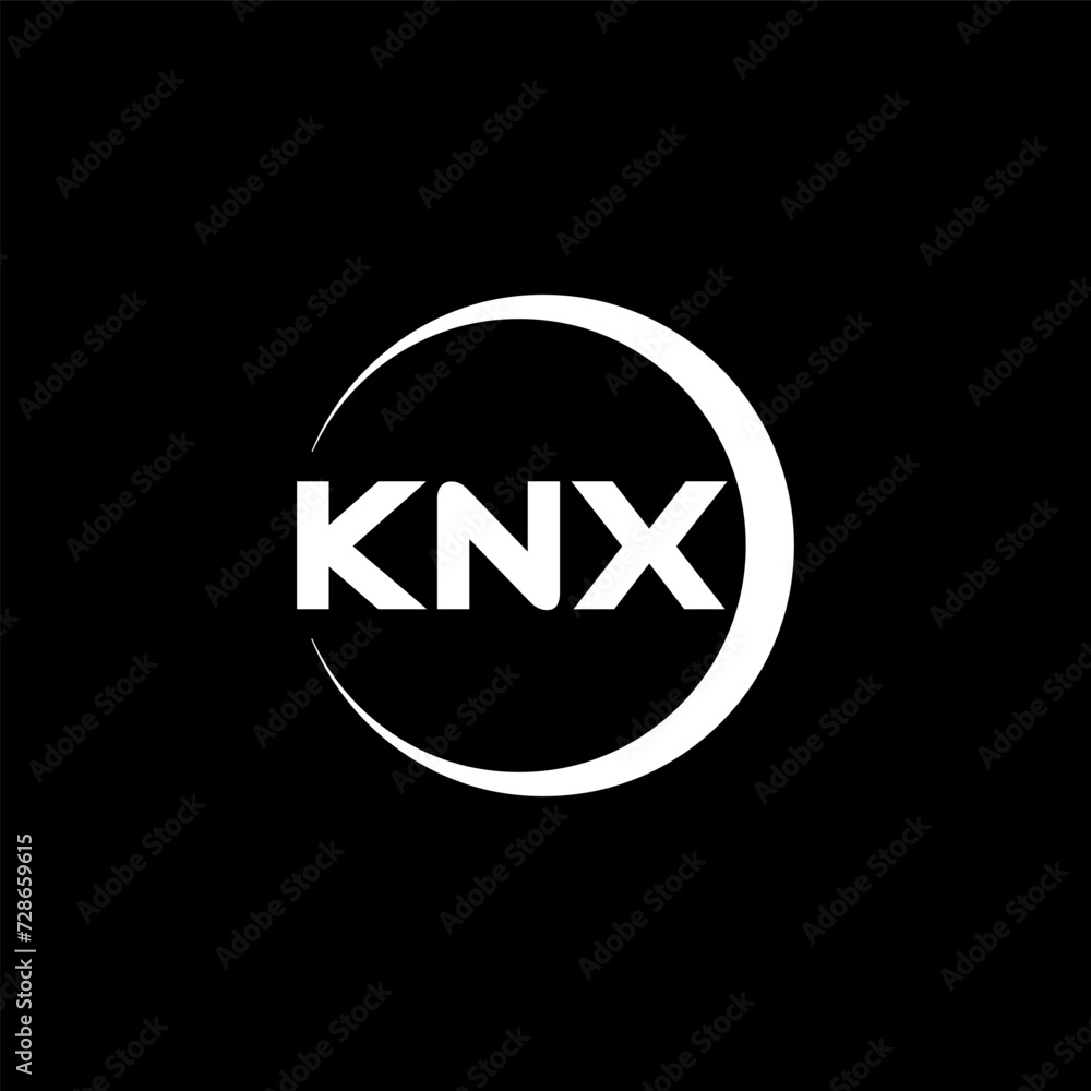 KNX letter logo design with black background in illustrator, cube logo ...