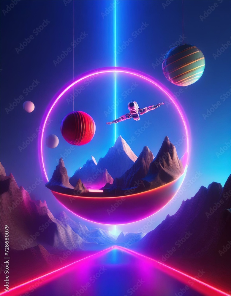 A surreal, dreamlike scene where everyday objects are floating in a ...