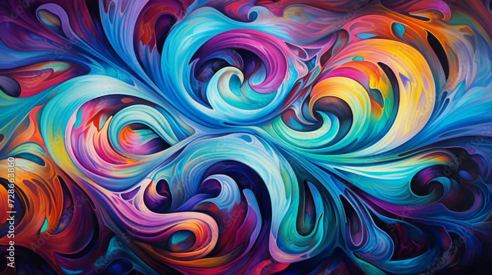 Dynamic swirls of abstract patterns interweave and twist, forming a ...