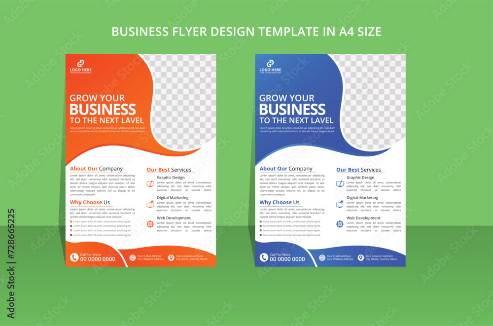 modern creative business flyer design template with trend 2 colors ...
