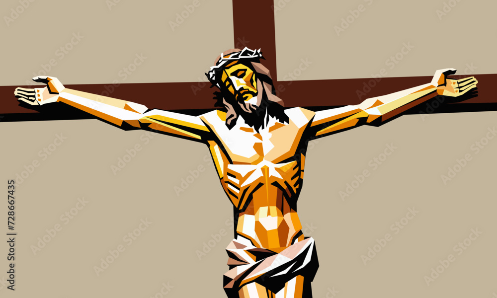 Crucifixion of Jesus Christ in Low Poly Style Vector Illustration Stock ...
