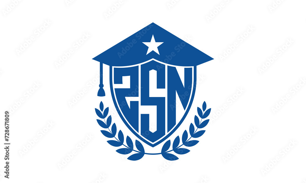 ZSN three letter iconic academic logo design vector template. monogram ...