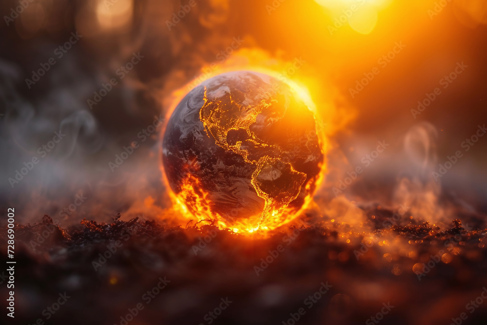 Global warming causing big damage to nature. Earth get dry and hot. Dry ...