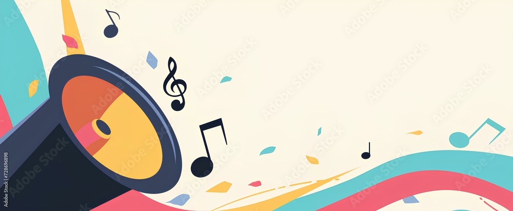 a minimalist flat 2D vector style speaker, a few simple geometric music ...