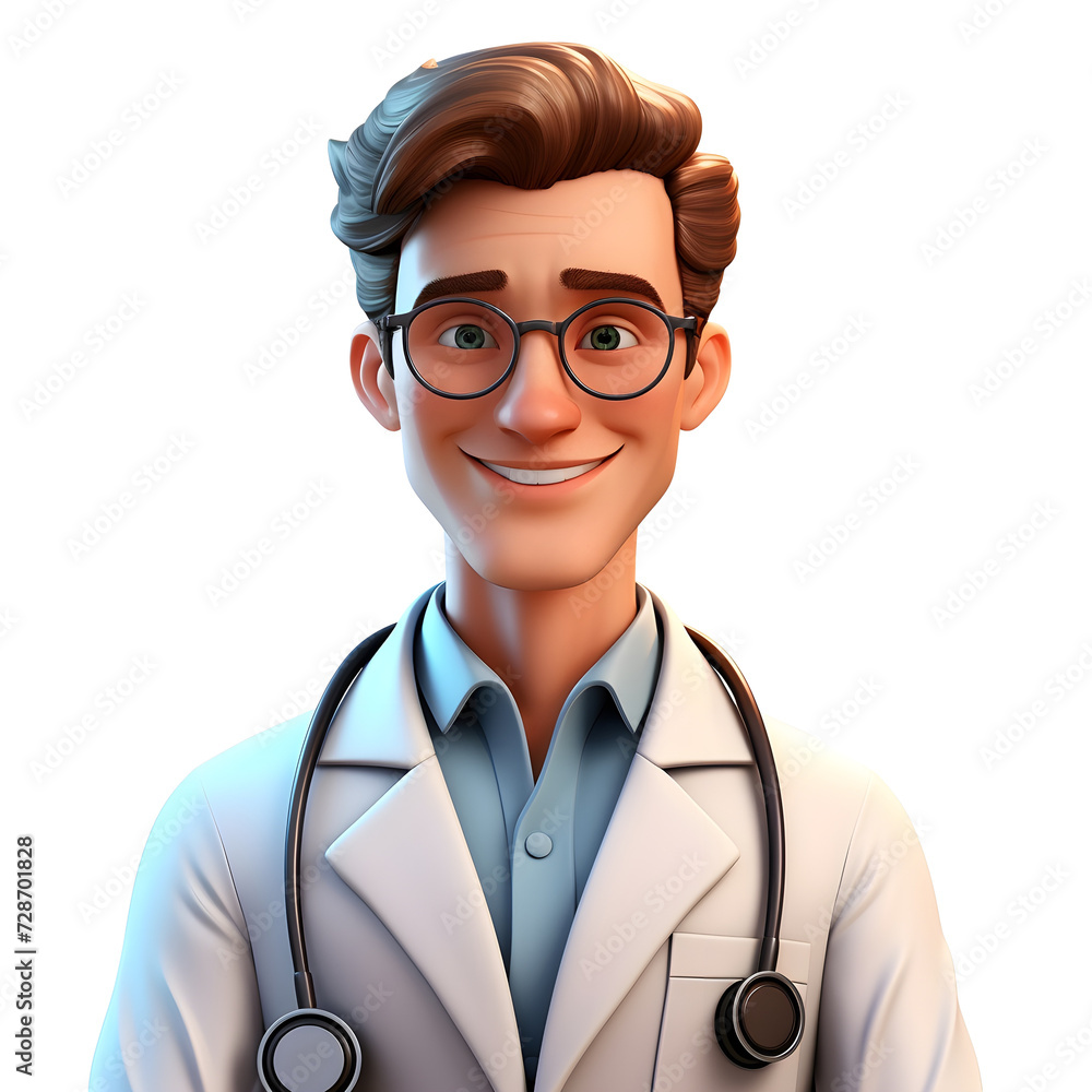 3d cartoon character cute smiling doctor medical specialist. Medicine ...