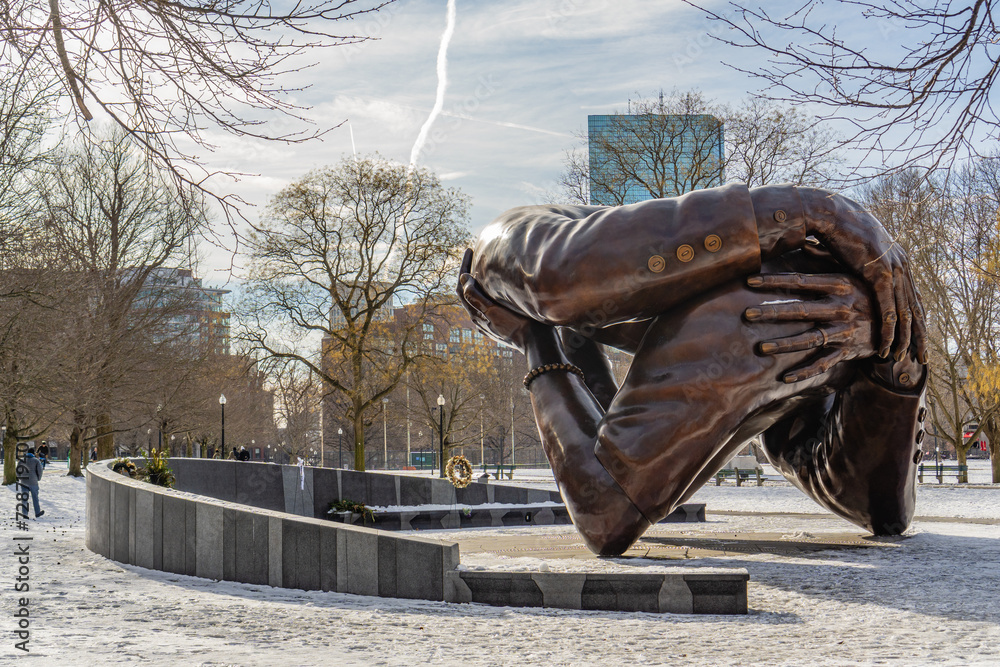 Boston, MA, US-January 15, 2024: The Embrace sculpture in the Boston ...