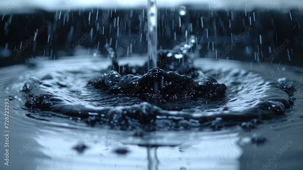 a close up of a water drop with drops of water coming off of the top of ...