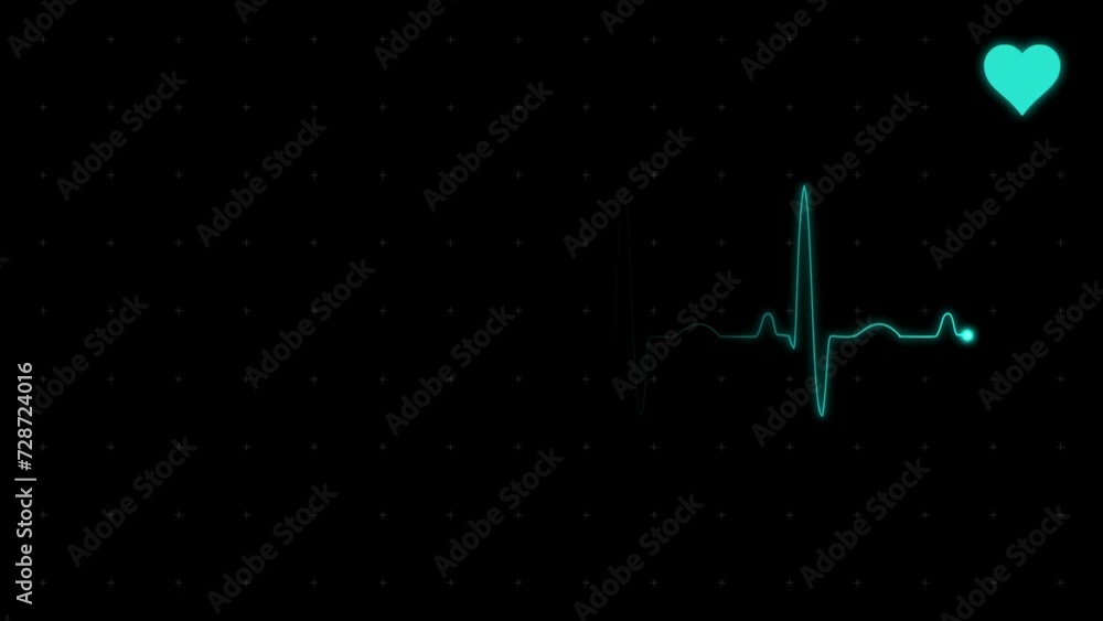 4K EKG Heartbeat Display Monitor Motion Graphics, HUD Element loop ...