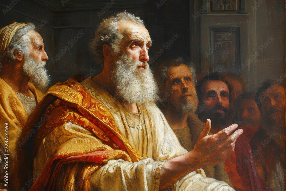 Painting of Apostle Paul preaching in the synagogue to the Ephesians Generative AI Illustration ...