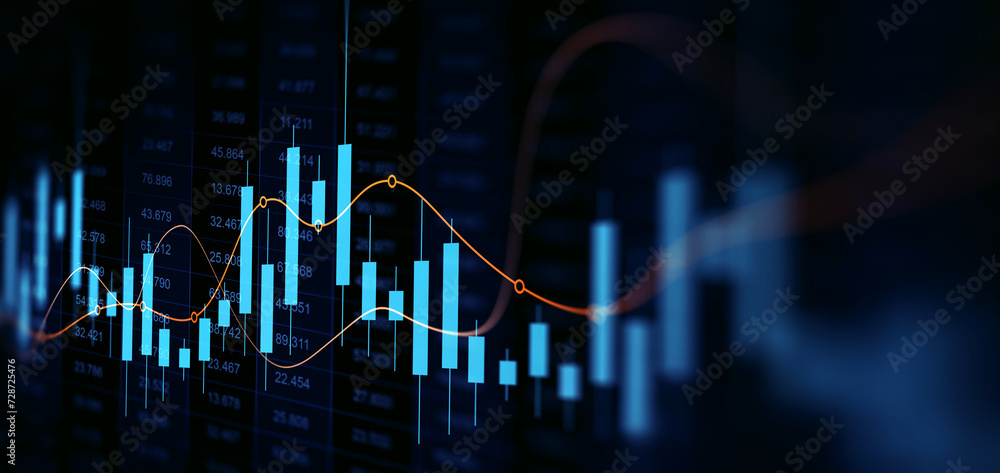Business financial chart with moving up arrow graph.Stock market ...