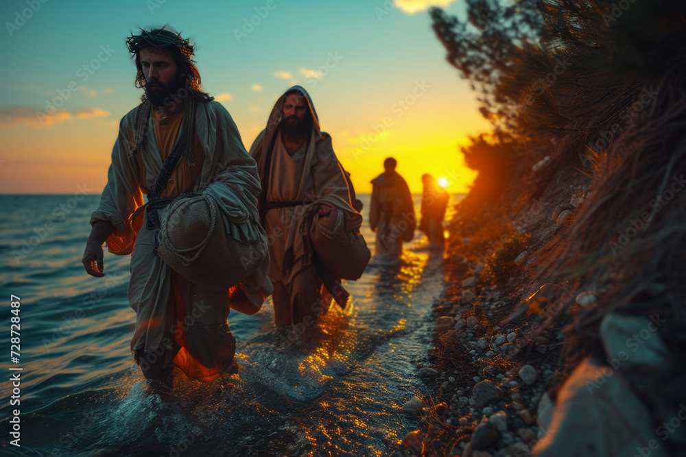 Staging of The disciples encountering the resurrected Jesus by the Sea ...