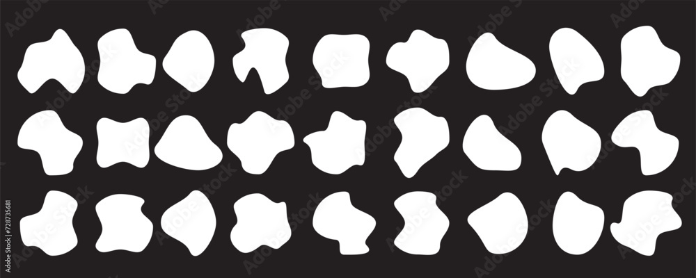 Randomly shaped black and white blobs vector set. abstract elements of ...