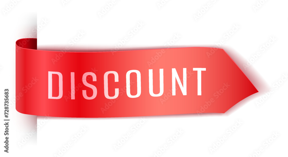 Discount ribbon tag realistic vector illustration. Price reducing ...