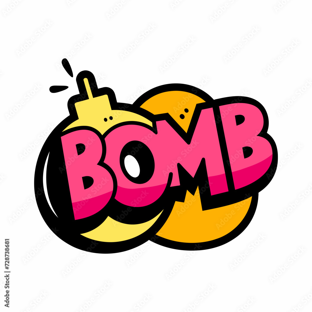 The word BOMB in street art graffiti lettering vector image style on a ...