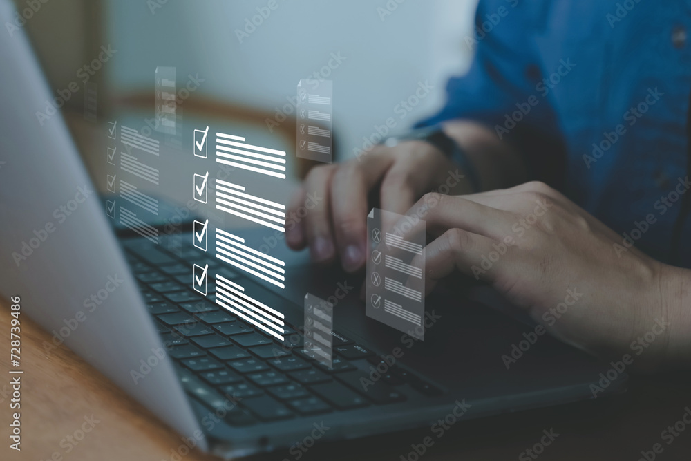 Data check list online, checklist survey, filling out digital form ...