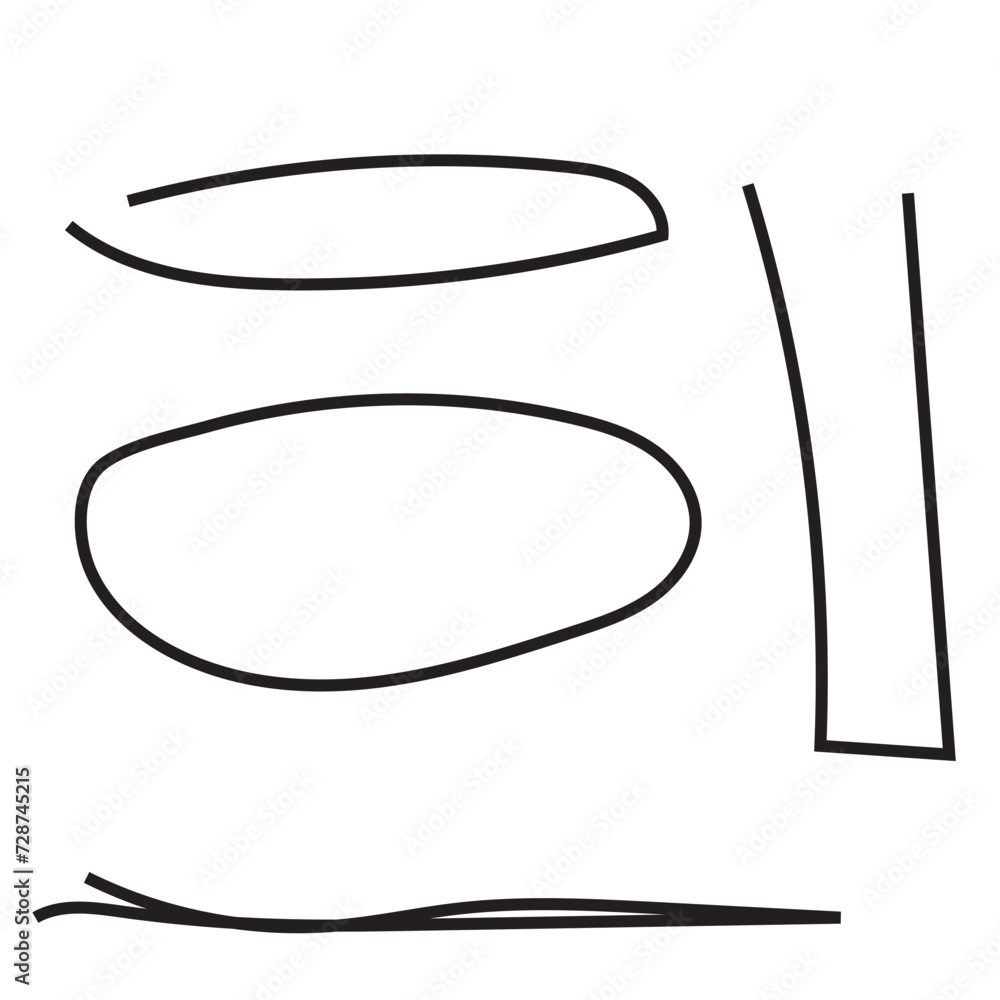 black circle pen draw. Highlight hand drawn circle isolated on white ...