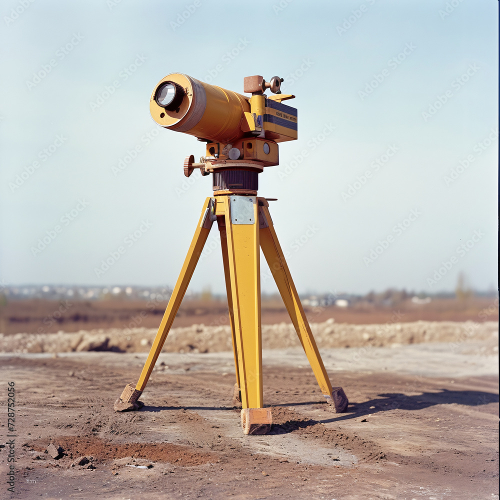 Precision in planning Surveyor's telescope mapping the contours of ...