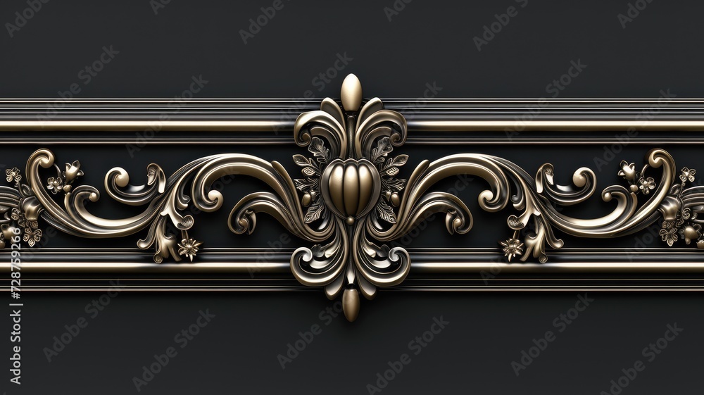 a 3D decorative frame border crafted from thin line steel, exuding a ...