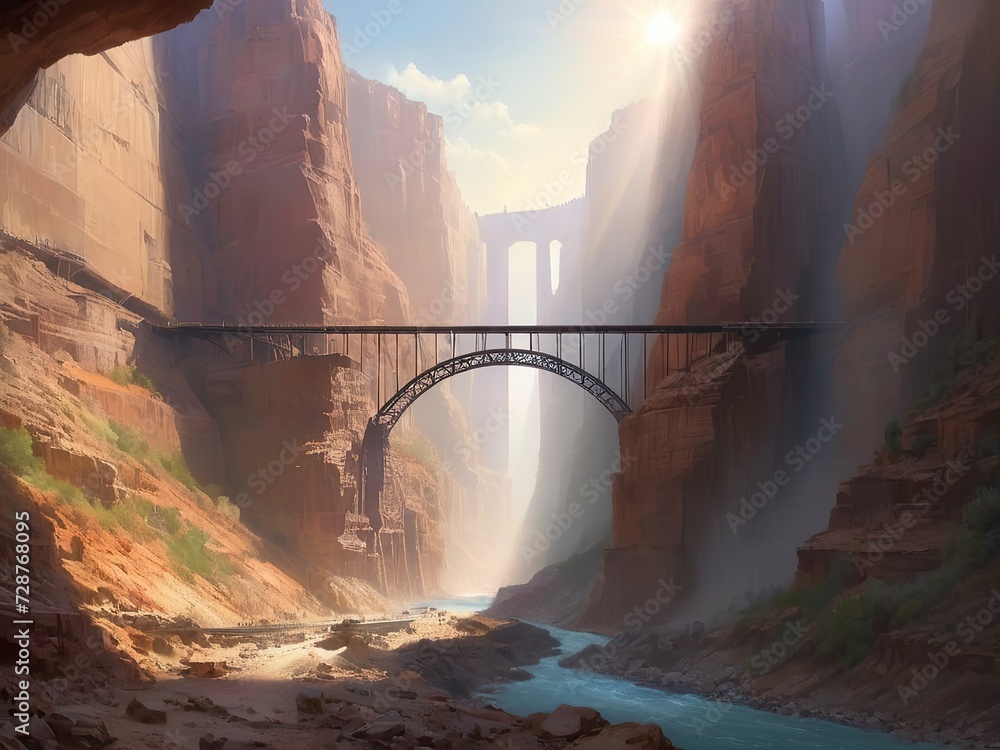 New Free Photo Bridge under construction in a canyon, Bridge under ...