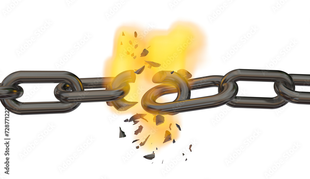 fire chain breaking break broken - 3d rendering Stock Illustration ...
