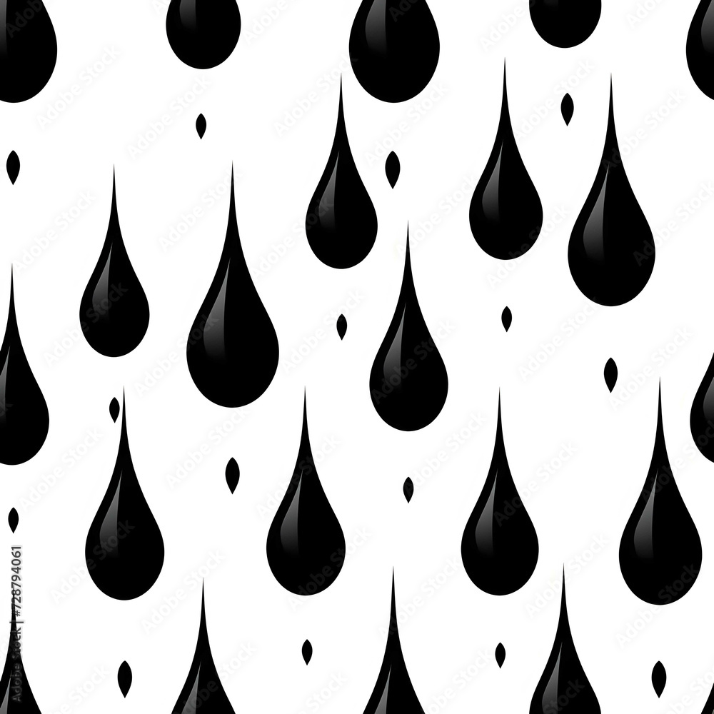 vector graphic repeating pattern with teardrop shapes, black on white ...