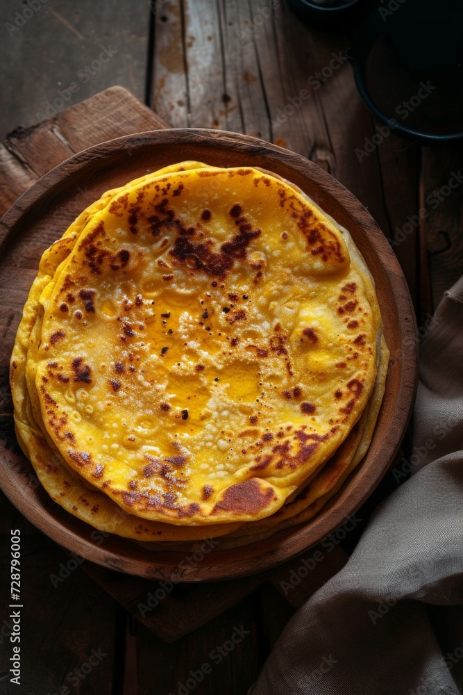 Puran poli on wooden background. Traditional Indian cuisine concept ...