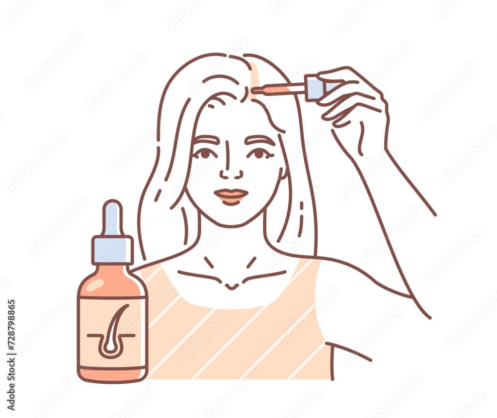 Scalp treatment linear concept. Skin care and SPA procedures. Beauty ...