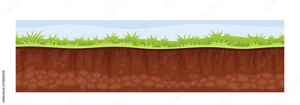 Under earth layer concept. Dirt with grass. Archeology and paleontology ...