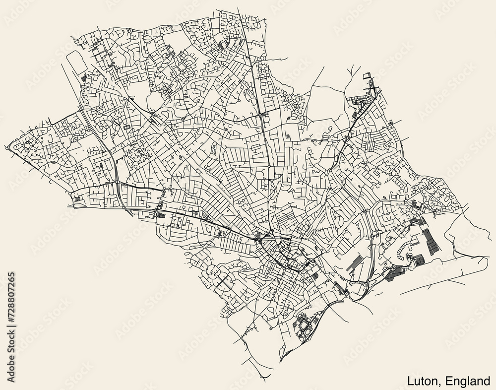 Grafika wektorowa Stock: Detailed hand-drawn navigational urban street ...