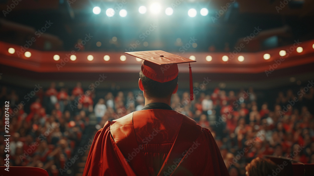 graduation ceremony, the exact moment a student receives their diploma ...