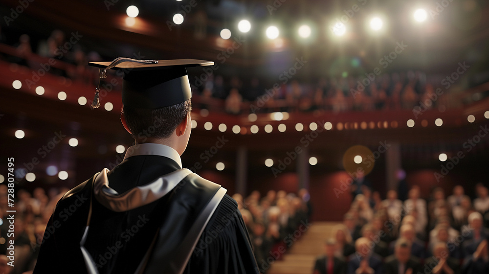 graduation ceremony, the exact moment a student receives their diploma ...