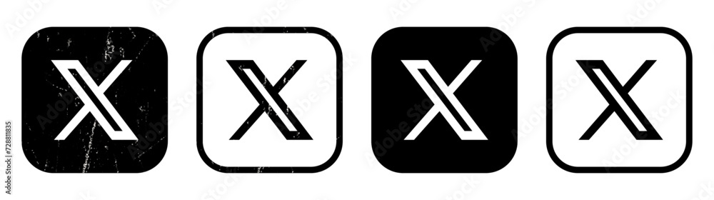 Set of X - Twitter mobile app icons, isolated on white background ...